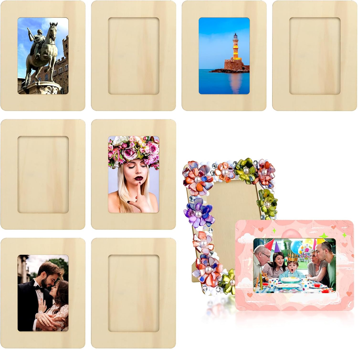 Amazon.com: Vmiapxo 10 Pack Unfinished Wooden Picture Frames for 5" x 7 ...