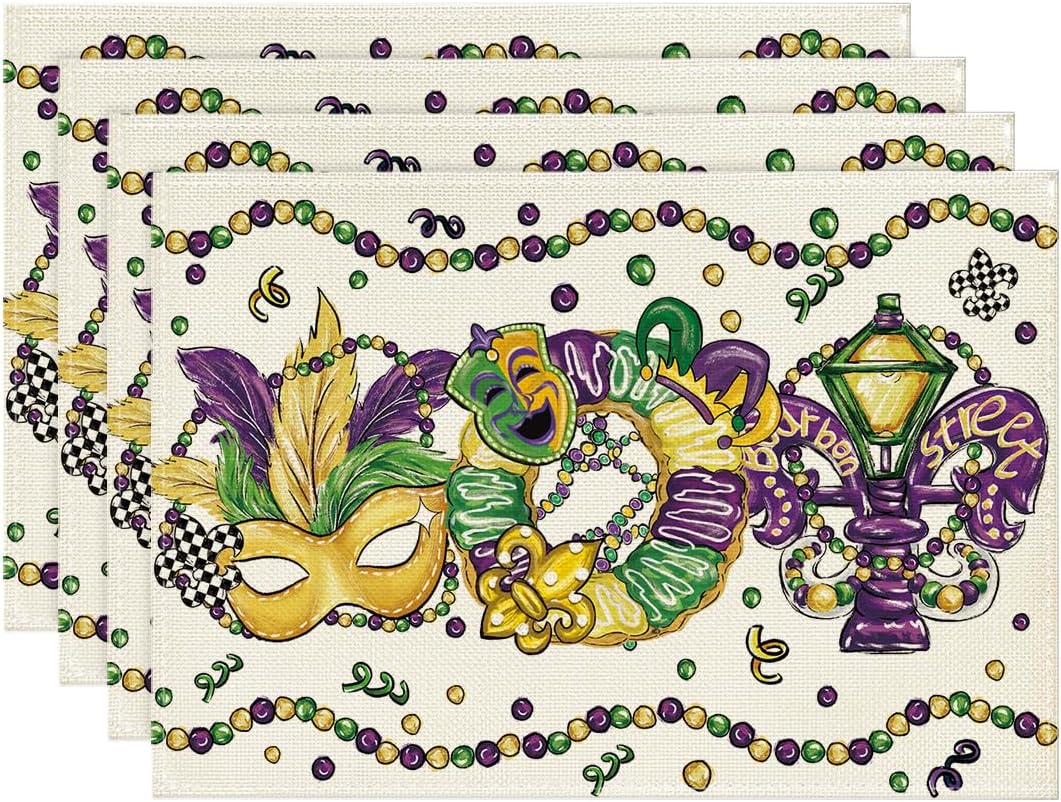 Amazon.com: Artoid Mode Irises Beads Mask Doughnut Mardi Gras Placemats ...