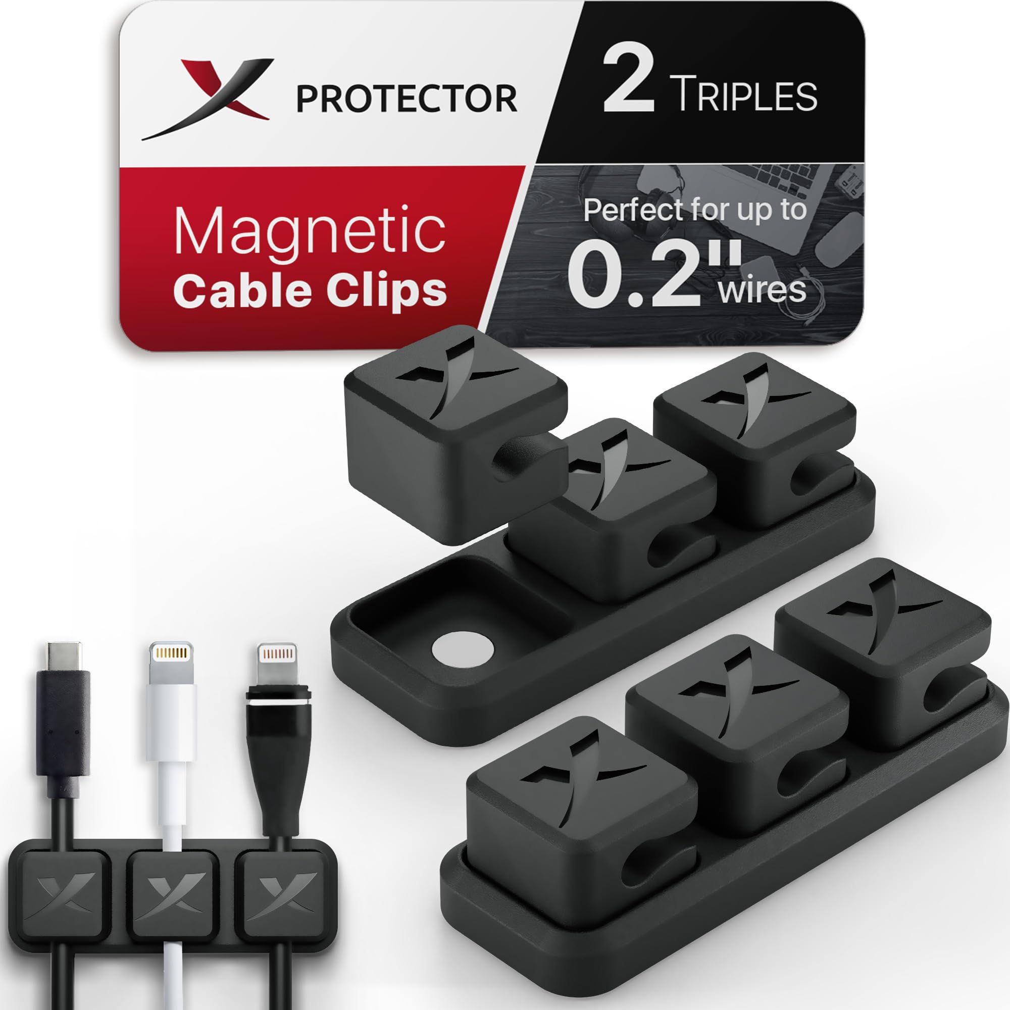 Snapklik.com : Magnetic Cable Holders 2 Triples - Premium Cable Clips ...