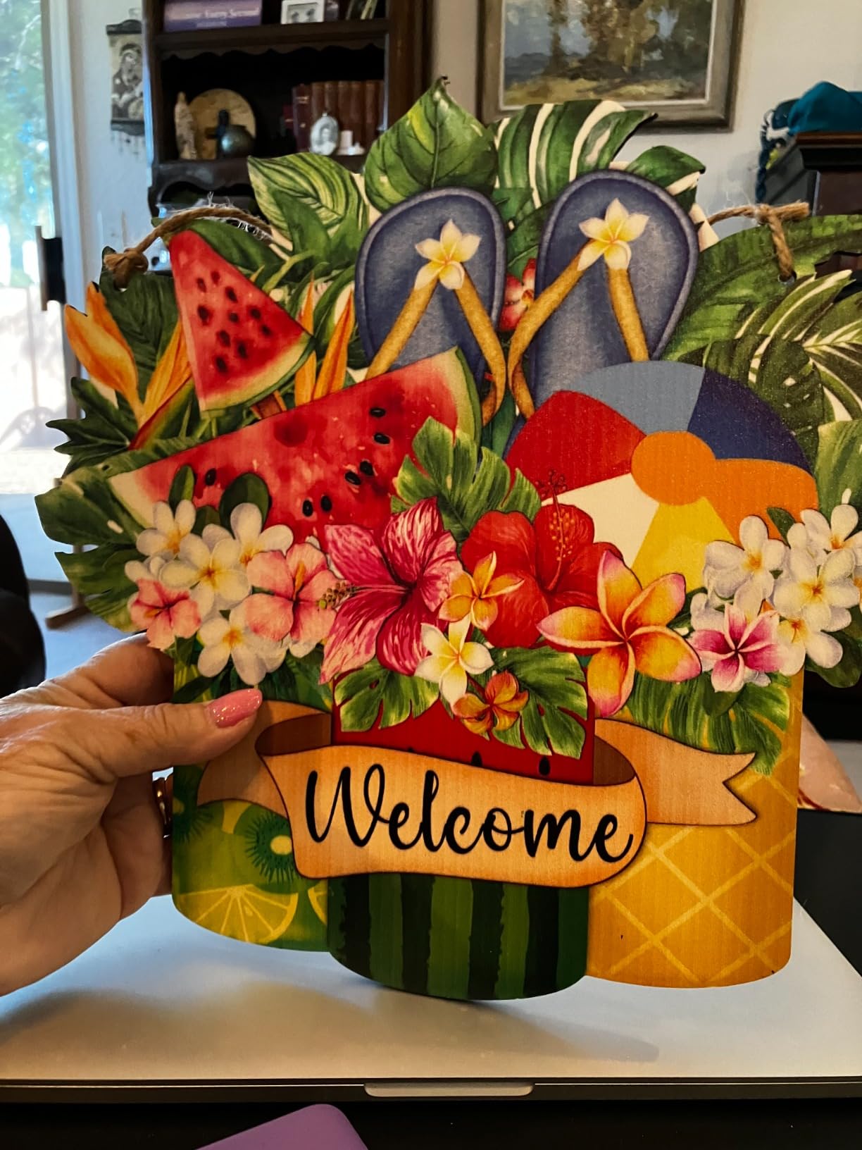 Amazon.com : Summer Decoration Wood Sunflower Front Door Sign Double ...