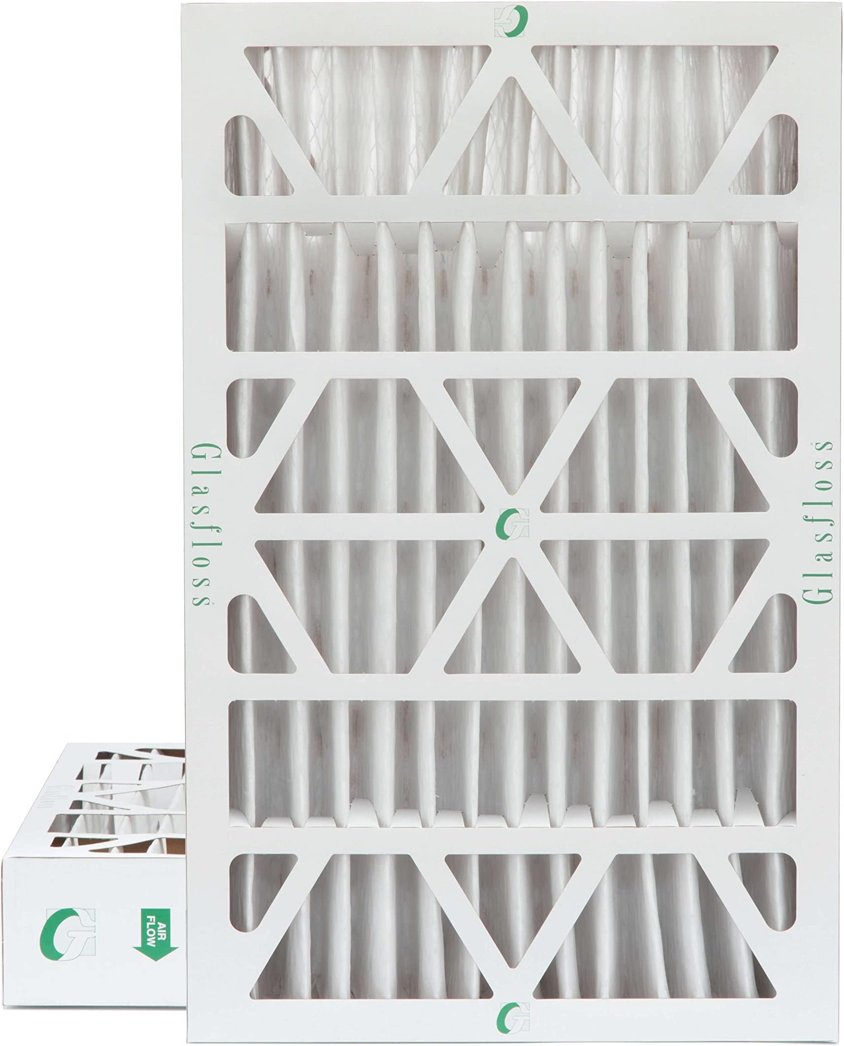 Glasfloss 16x25x4 MERV 10 AC & Furnace 4" Depth Air Filters. Box of 4 ...