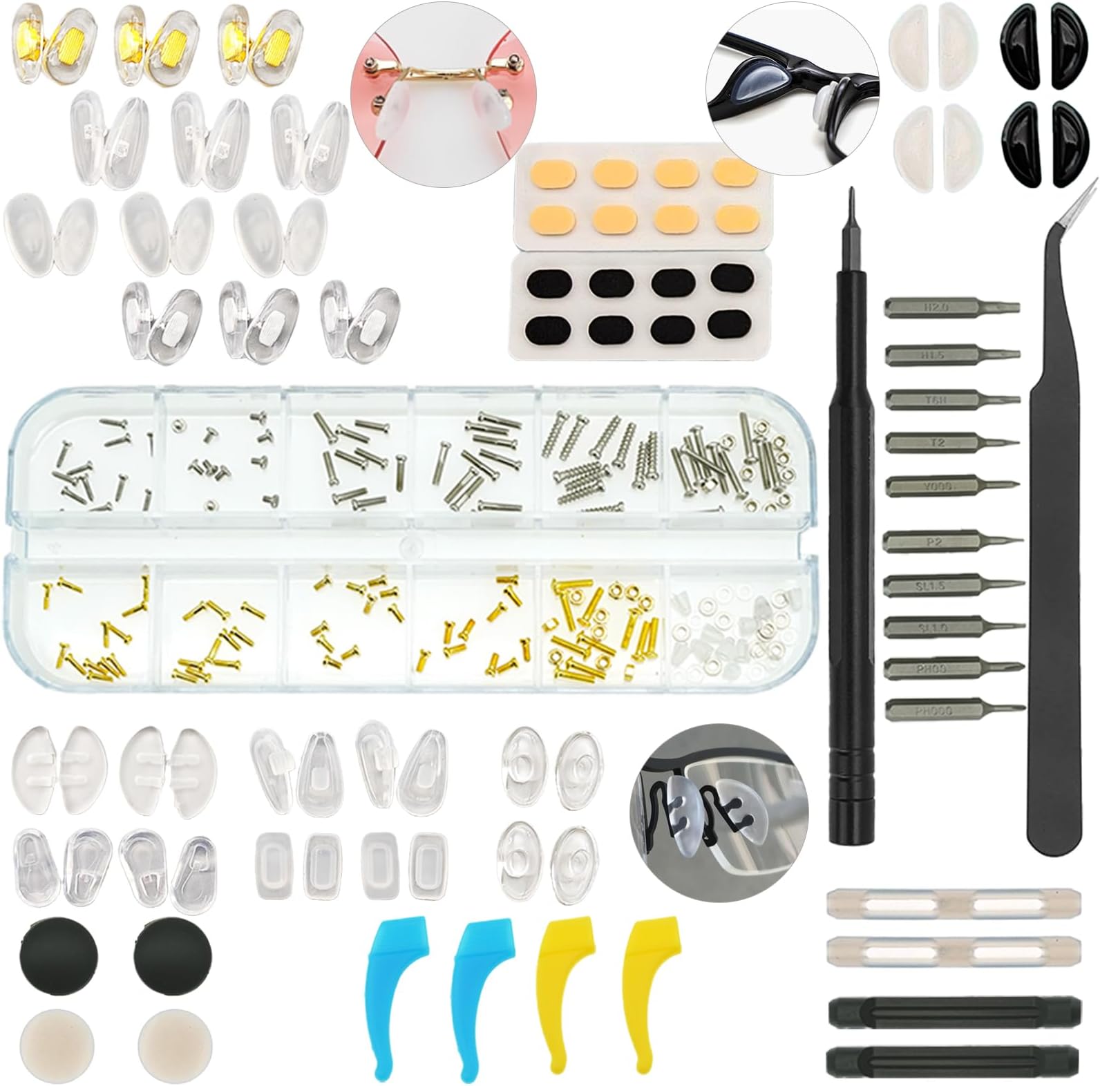 Amazon.com: Magnetic Eyeglass Repair kit with Gold Screw, Upgraded All ...