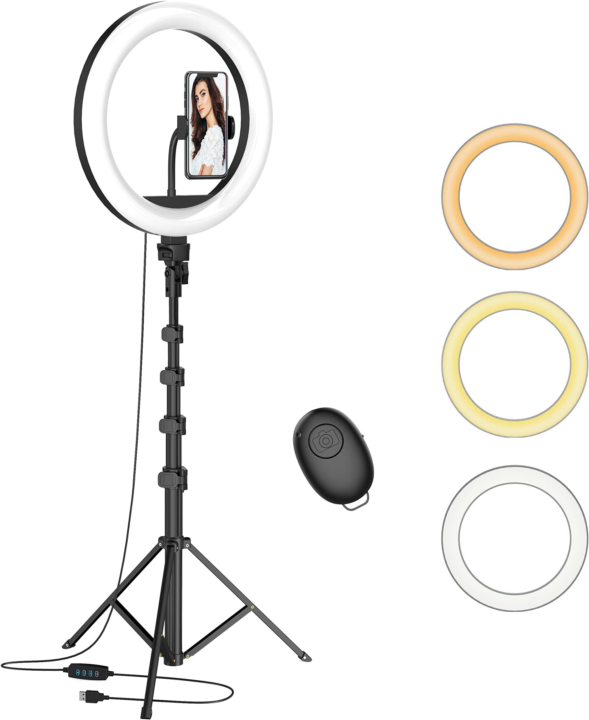 Amazon.com: Selfie Ring Light with Tripod Stand and Phone Holder LED ...