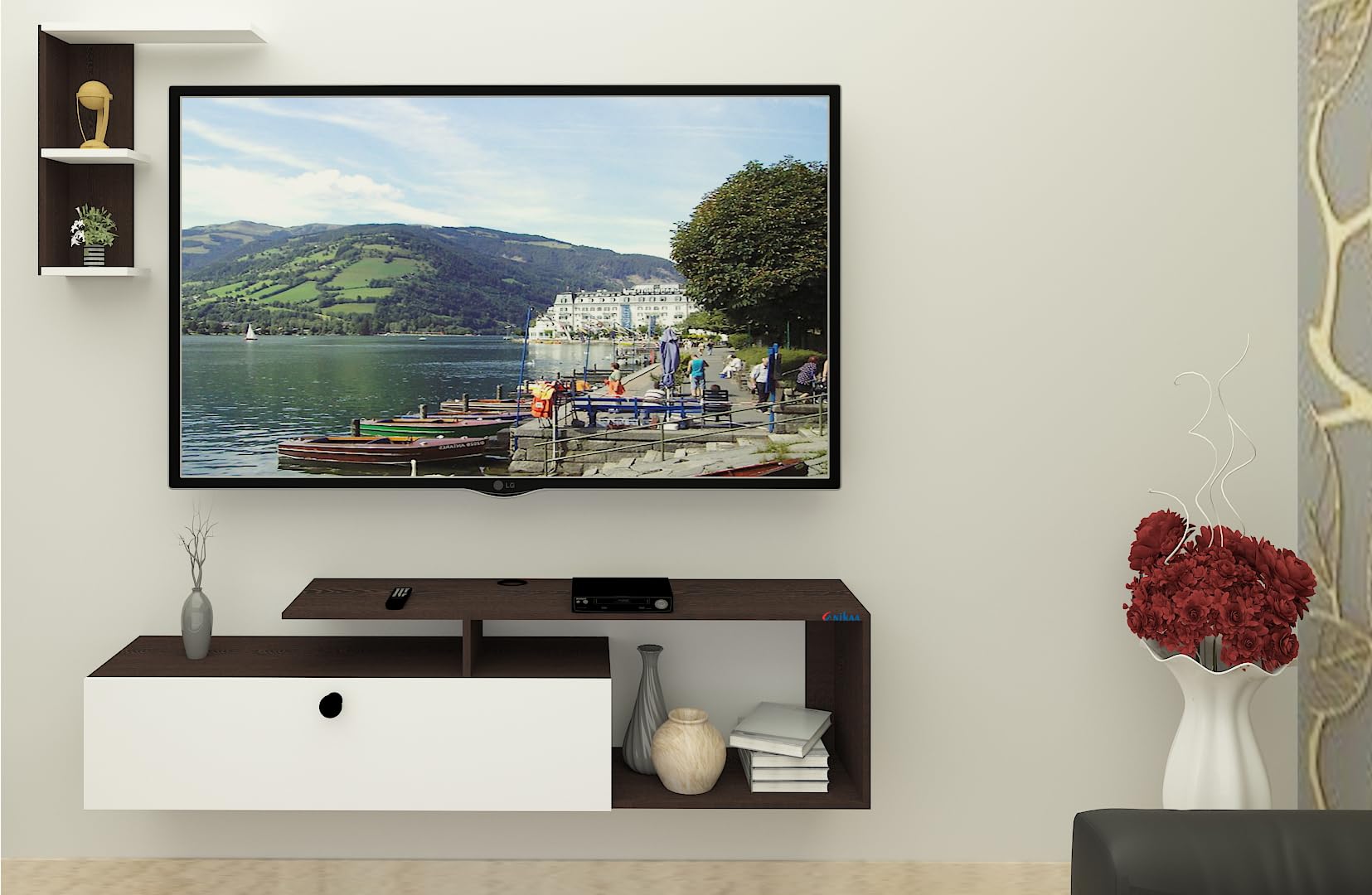 Anikaa Glen Engineered Wood TV Entertainment Unit, Wall Mount Set Top ...