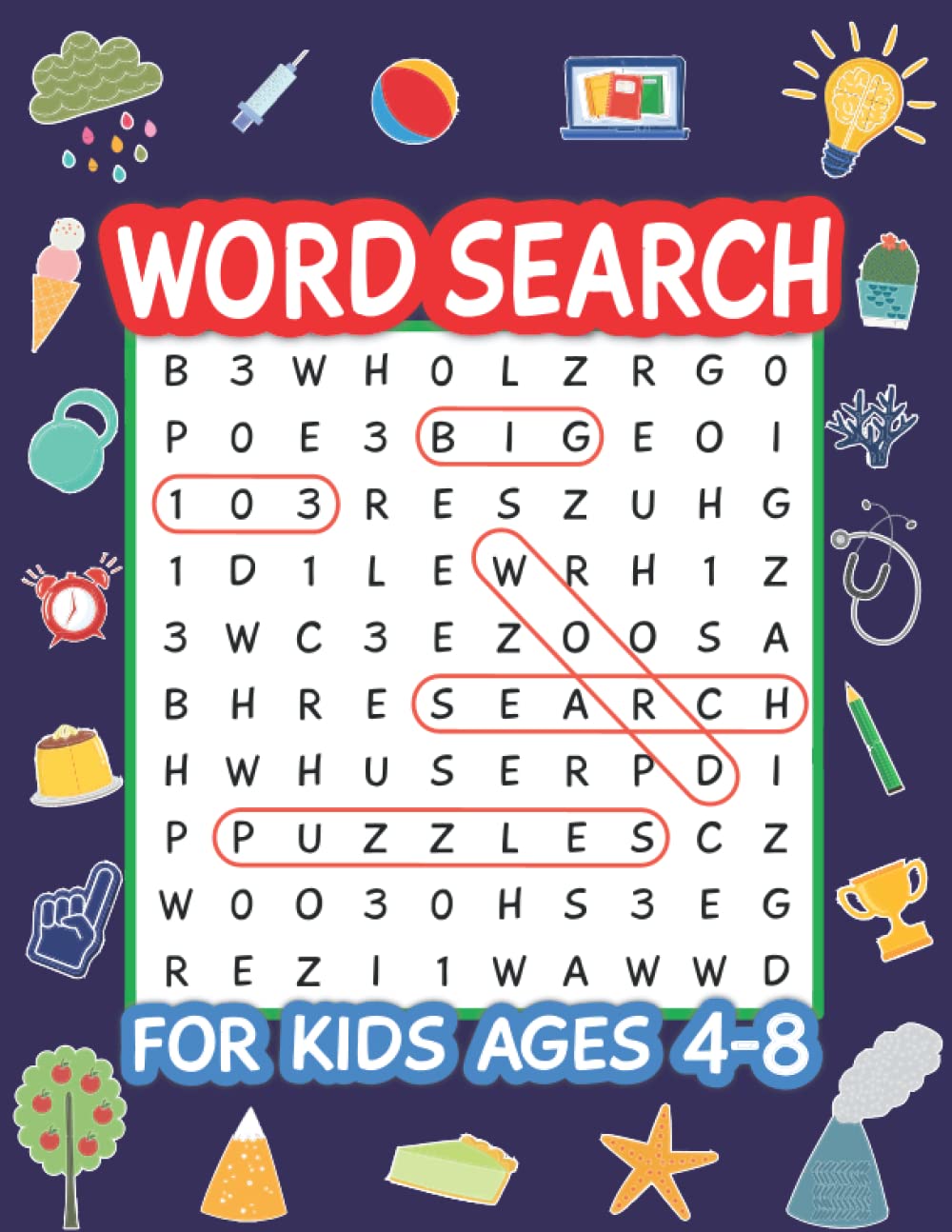 Word Search For Kids Ages 4-8: 103 Big Puzzles To Practice Spelling and ...