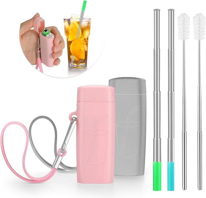 Amazon.com: Vantic Reusable Metal Straws with Case-Portable Stainless ...