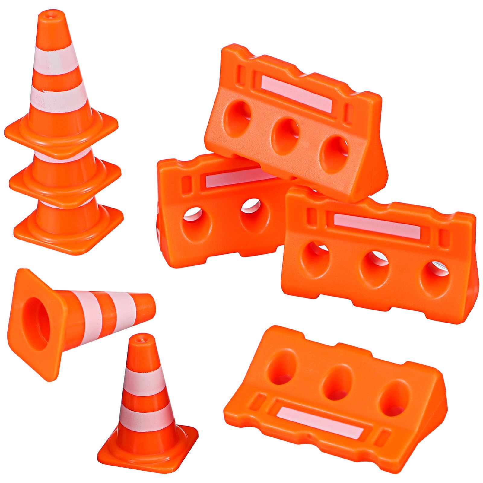 Amazon.com: Gadpiparty 24pcs Mini Traffic Cones Plastic Fence Roadblock Signs Playset ...