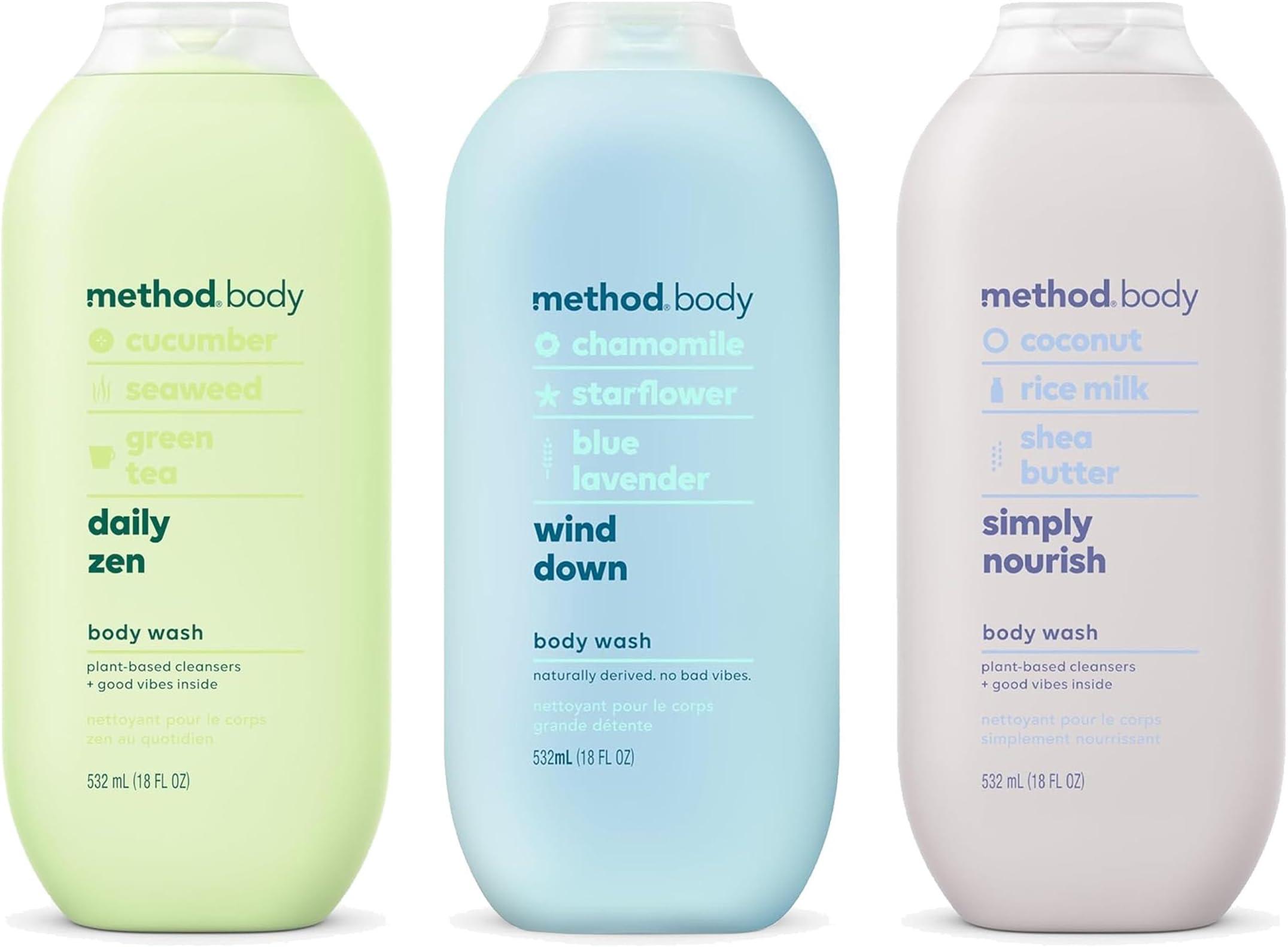 Amazon.com : Method Body Wash Variety Pack - Wind Down 18 fl oz, Simply ...
