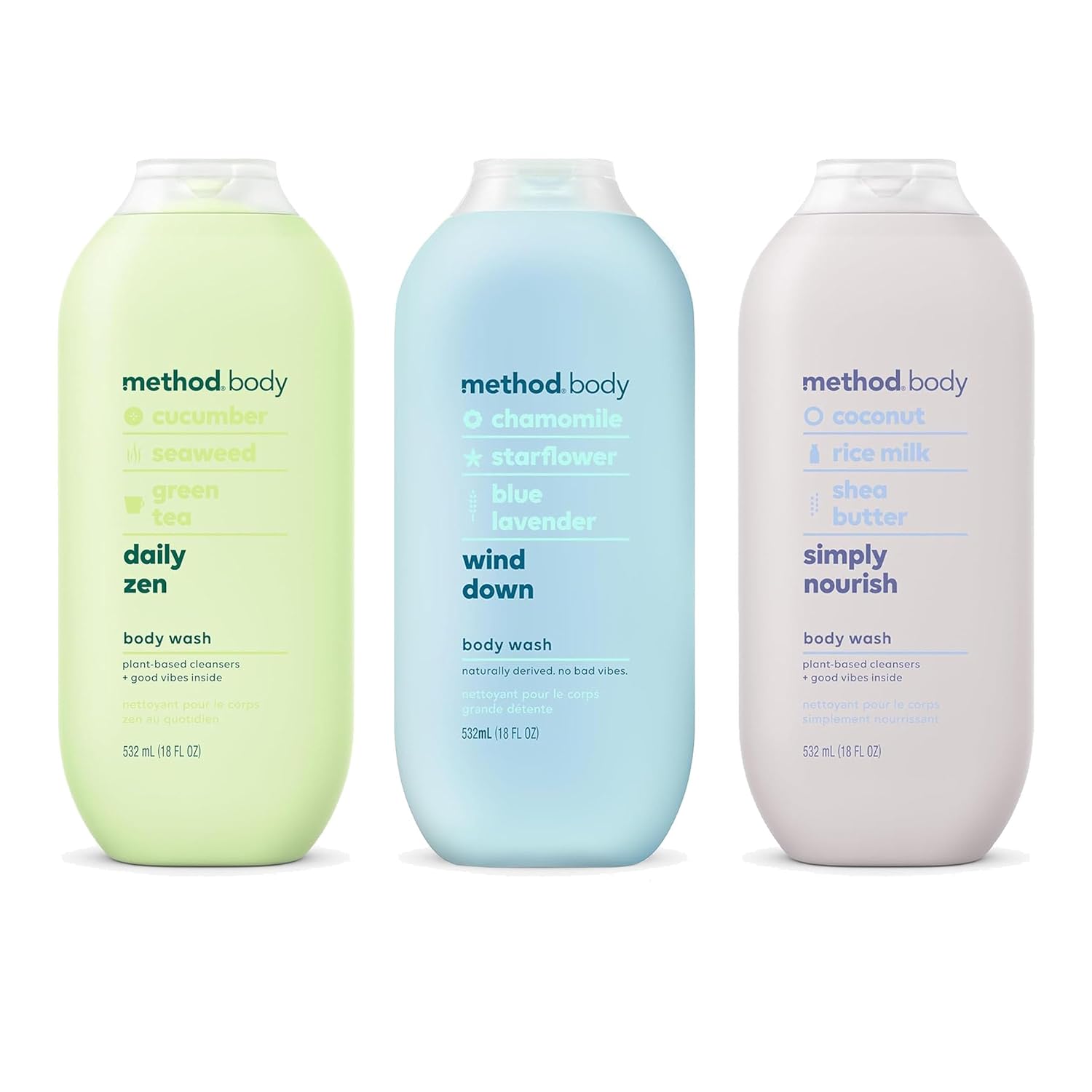 Amazon.com : Method Body Wash Variety Pack - Wind Down 18 fl oz, Simply ...