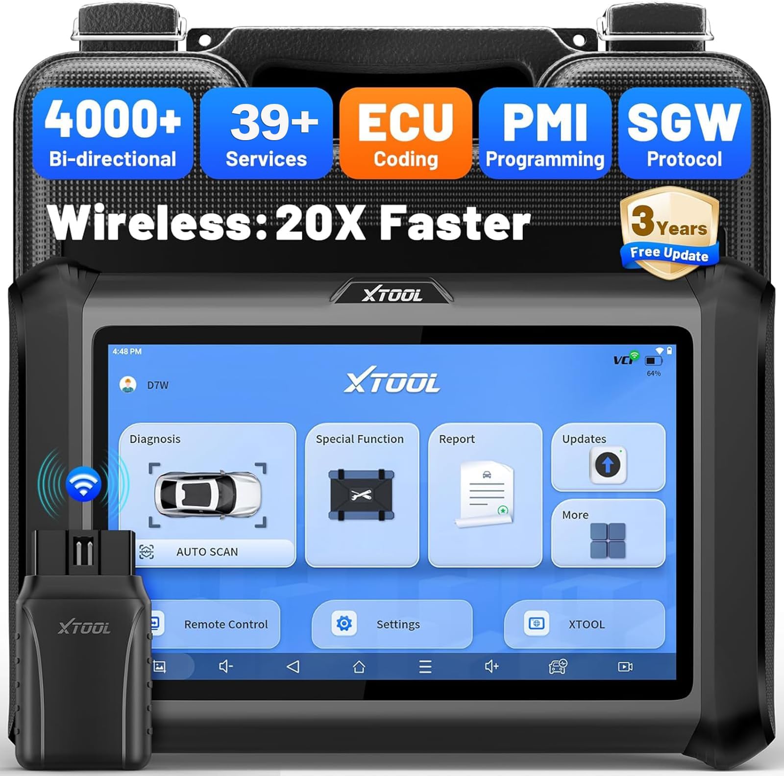 XTOOL D7W Car Diagnostic Tool, Wireless Bidirectional OBD2 Scanner ...
