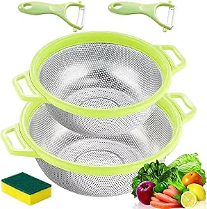 Amazon.com: Stainless Steel Colander with Handle and Legs, Metal Green ...