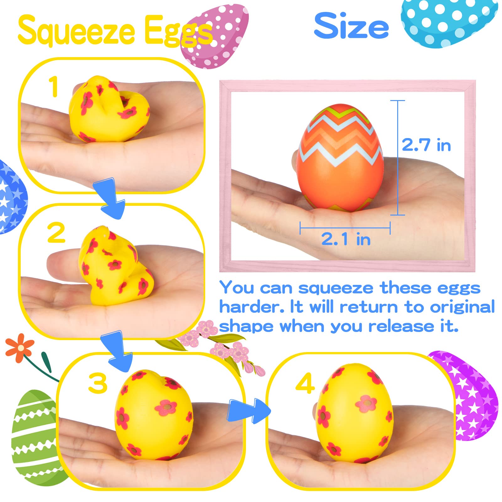 Snapklik.com : 12 PCS Easter Eggs Squishies Toys, Easter Basket ...