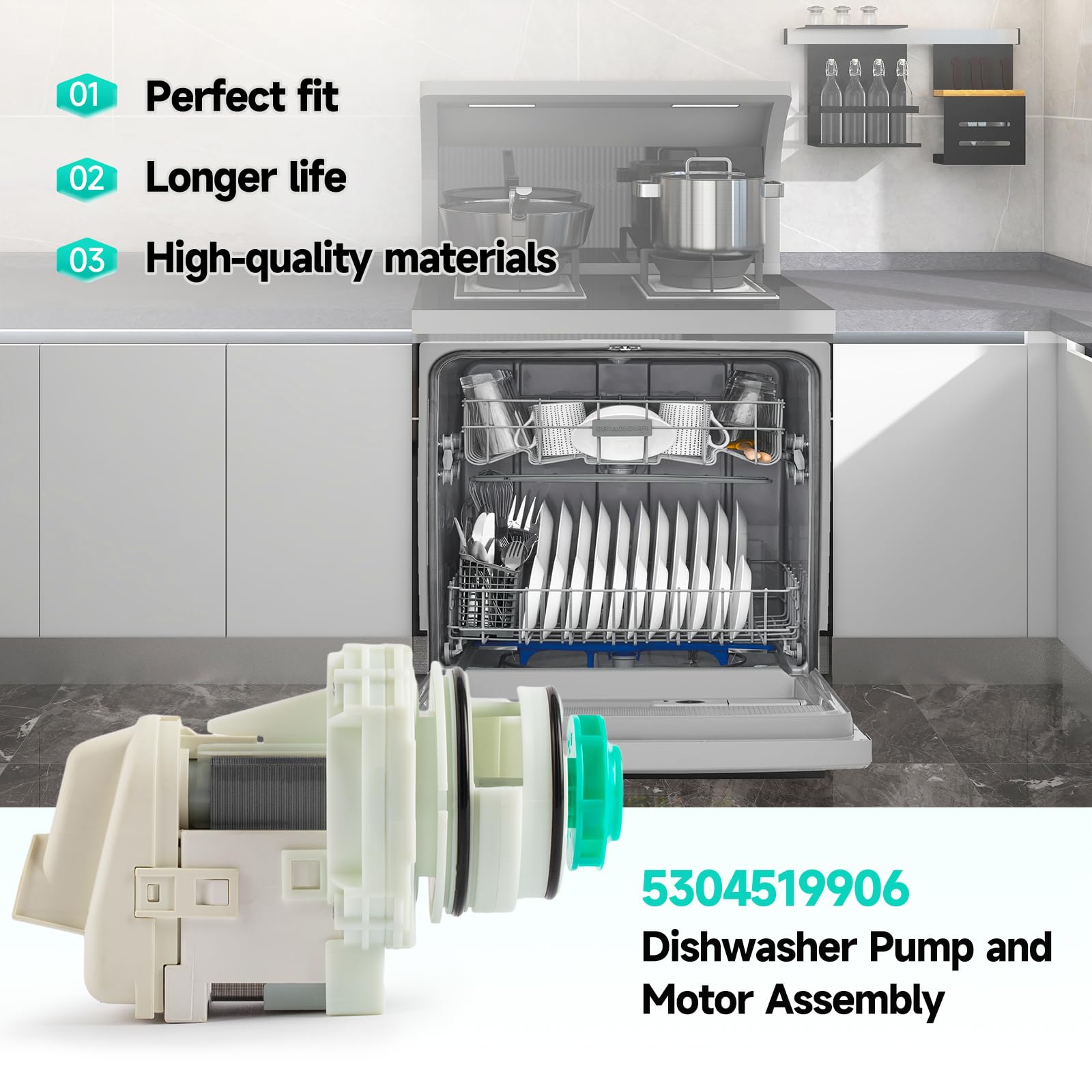 5304519906 Dishwasher Pump And Motor Assembly Compatible with ...