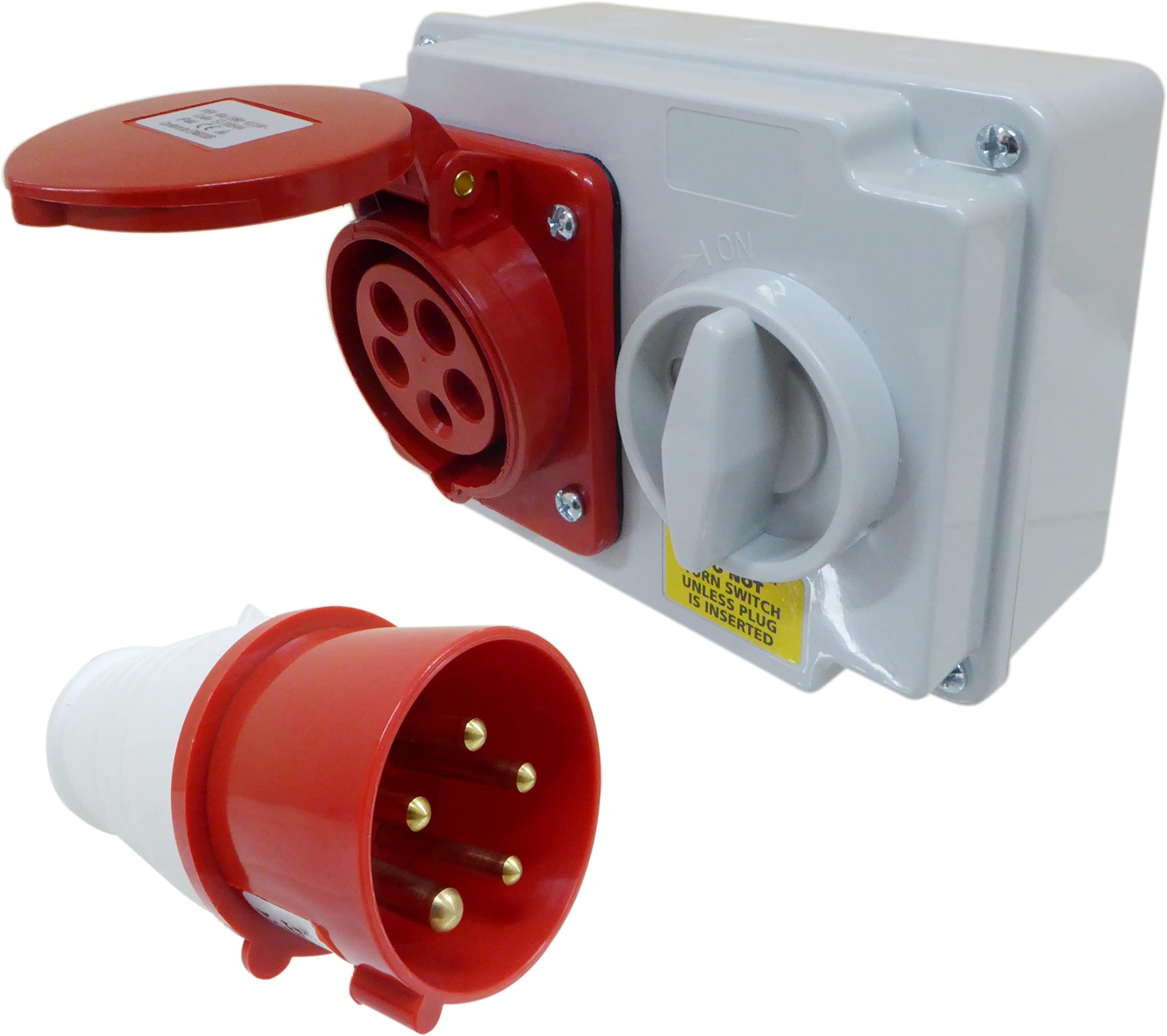 63 amp Switched Interlock 5 pin Socket with din Rail for MCB RCD etc ...