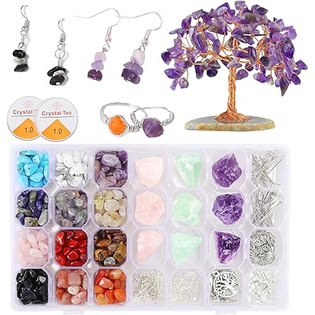 HONGTEYA 1073 Pcs Crystal Jewellery Making Kit Natural Gemstone Chip ...