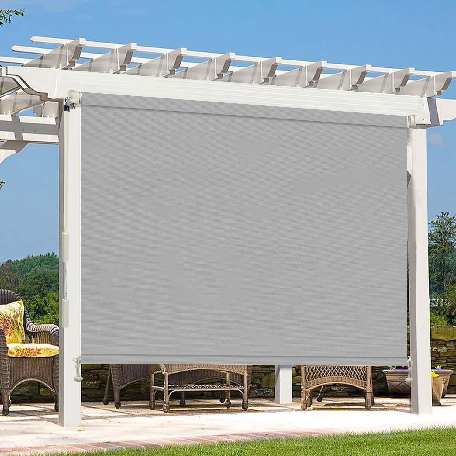 Amazon.com: Blackout Outdoor Roller Shades, Cordless Exterior Patio ...