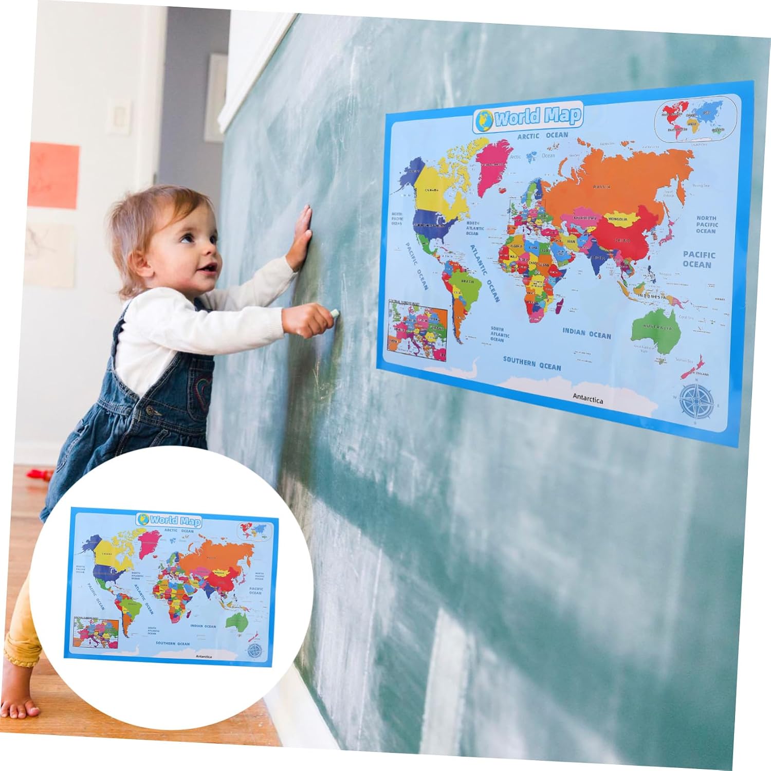 Operitacx 1 Sheet World Map Us Map Wall Decals for Australia | Ubuy