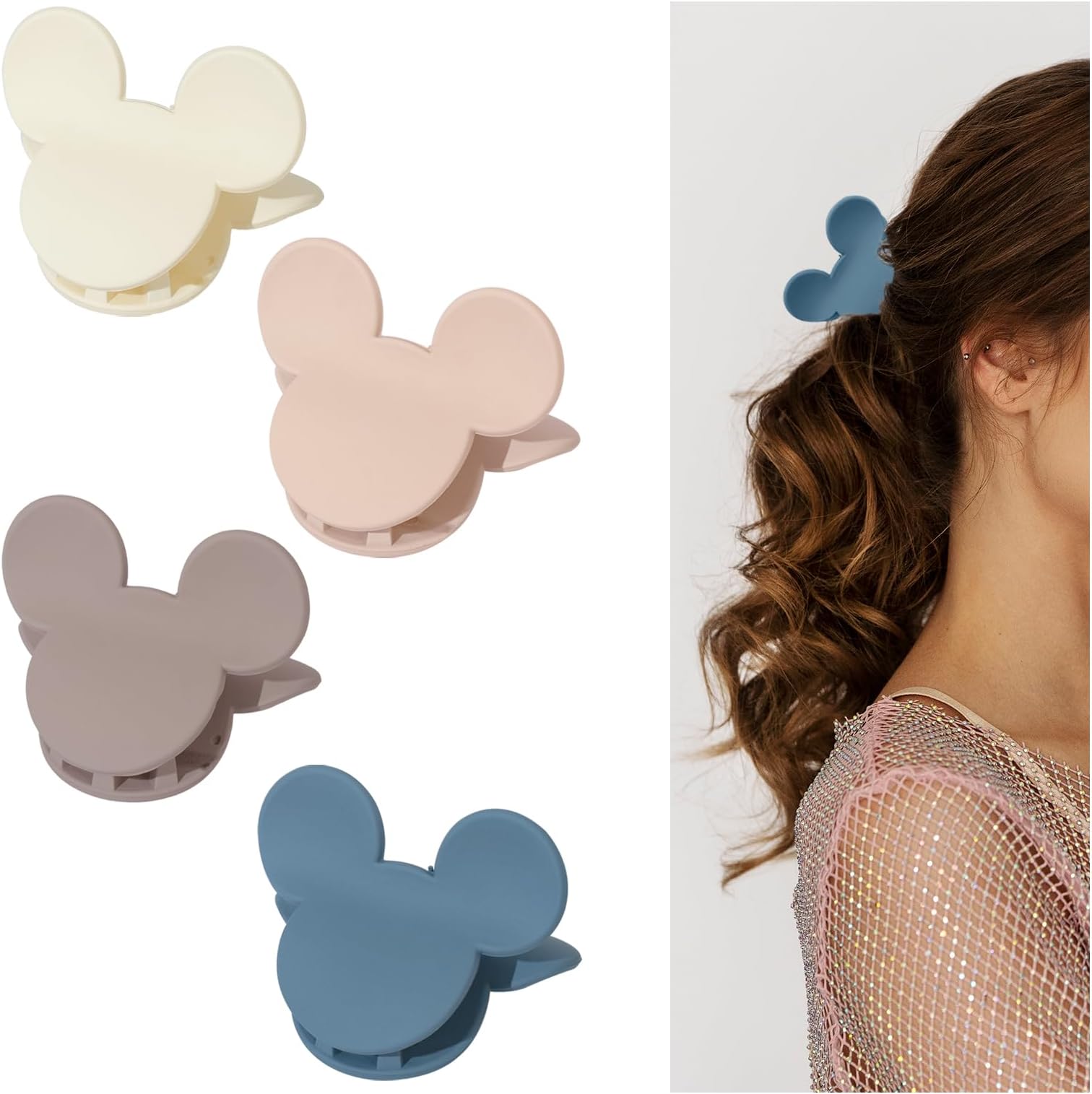 Amazon.com : BOUNIQ 4 Pcs Hair Claw Clips Small Mouse Ear Hair Clips ...