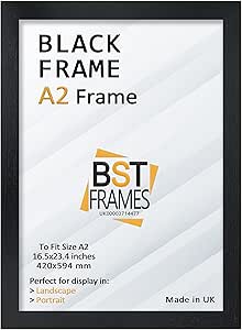 A2 Black Frame In Size 42 x 59.4cm A2 Picture Frame with Safe Perspex ...