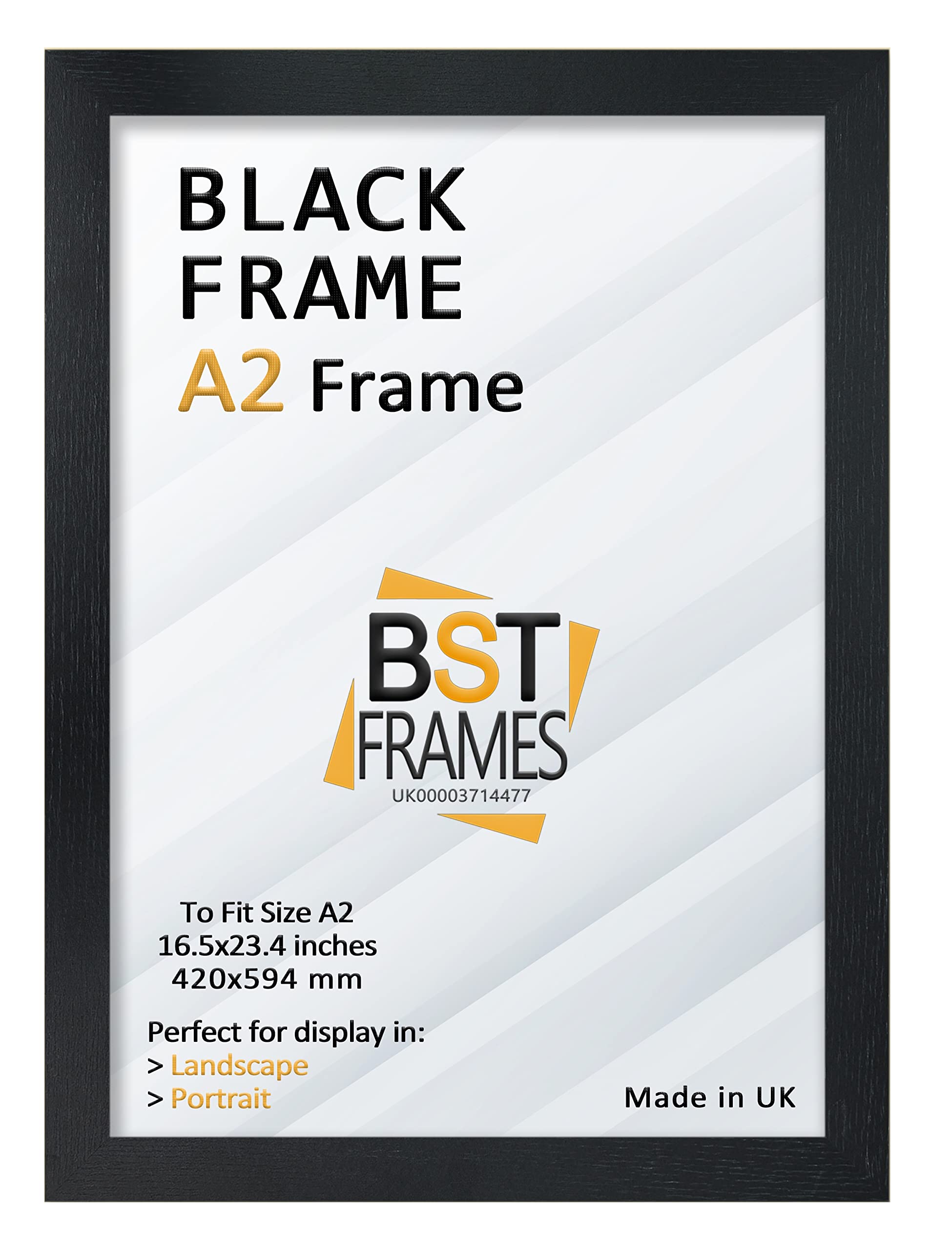A2 Black Frame In Size 42 x 59.4cm A2 Picture Frame with Safe Perspex ...