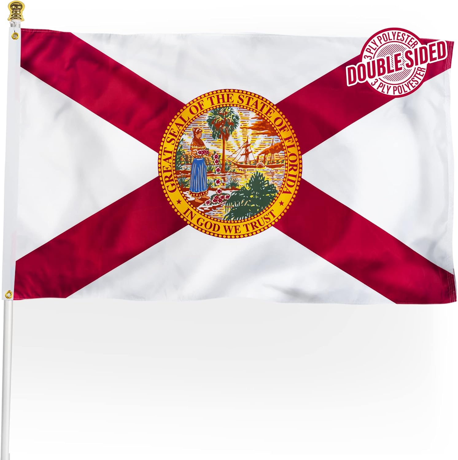 Amazon.com : XIFAN Double Sided Florida State Flag 3x5 ft, Heavy Duty 3 ...