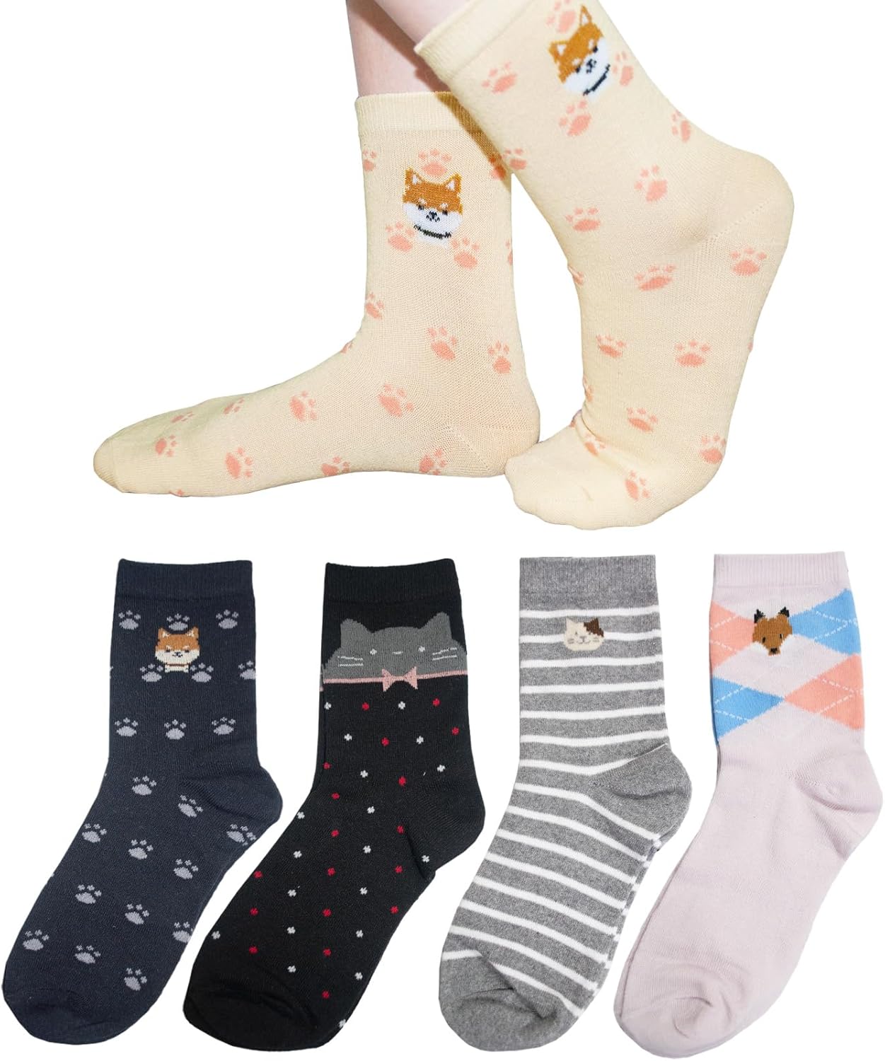 Amazon.co.jp: Chica Hurra 靴下 ソックス レディース お任せ 4足 セット クルー丈 クルーソックス クツシタ ...