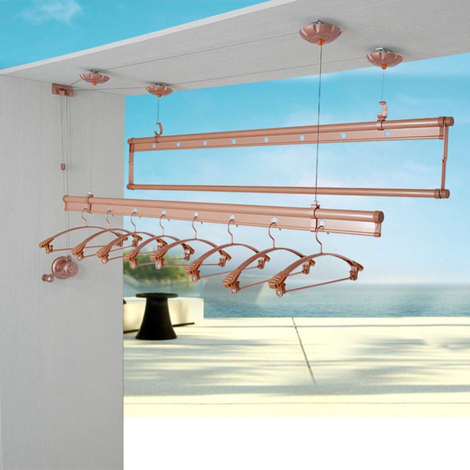 Laundry Drying Rack Clothes Airer Ceiling Pulley Mounted Clothing Dryer ...