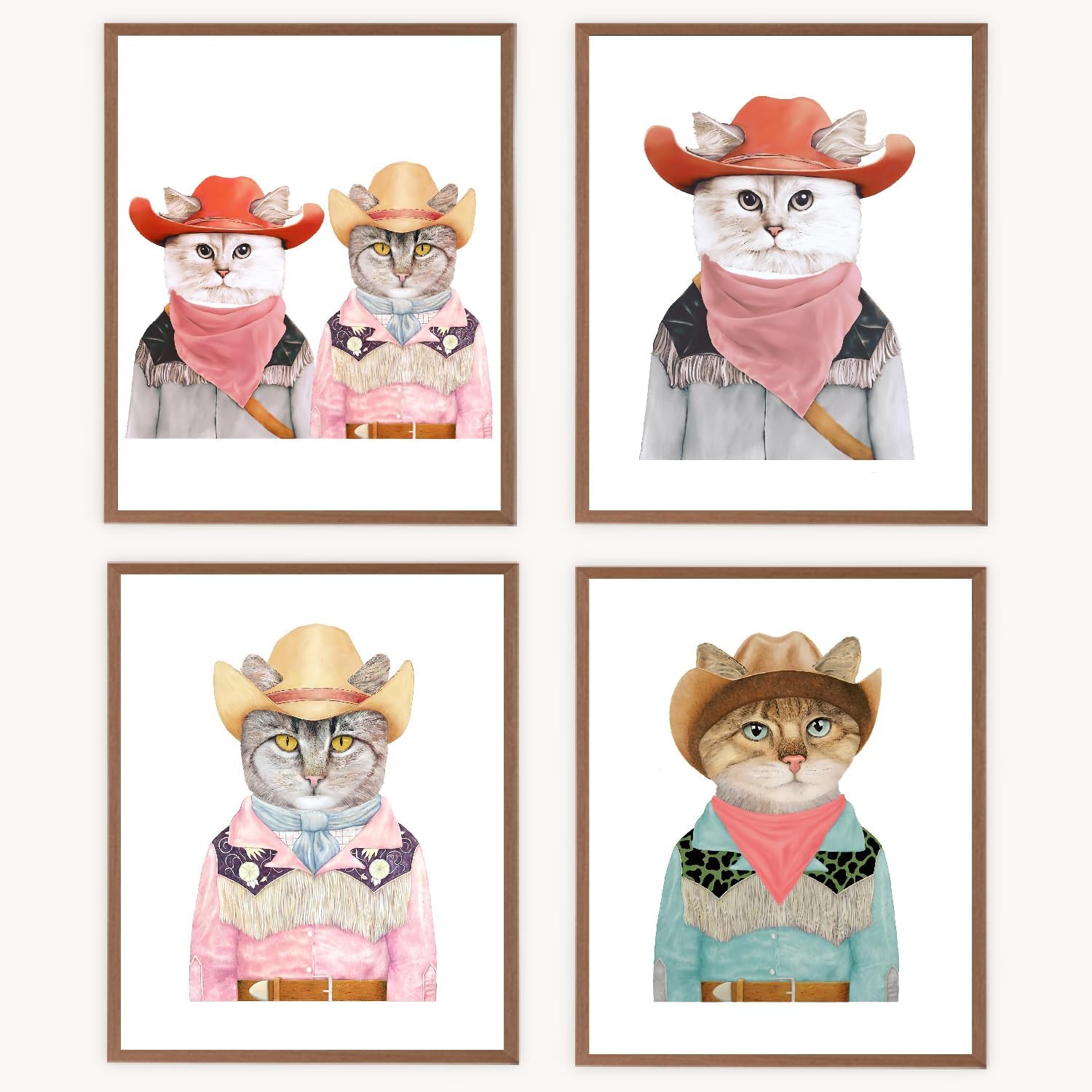 Amazon.com: VNWEK Vintage Funny Western Colorful Cowboy Cats Rodeo ...