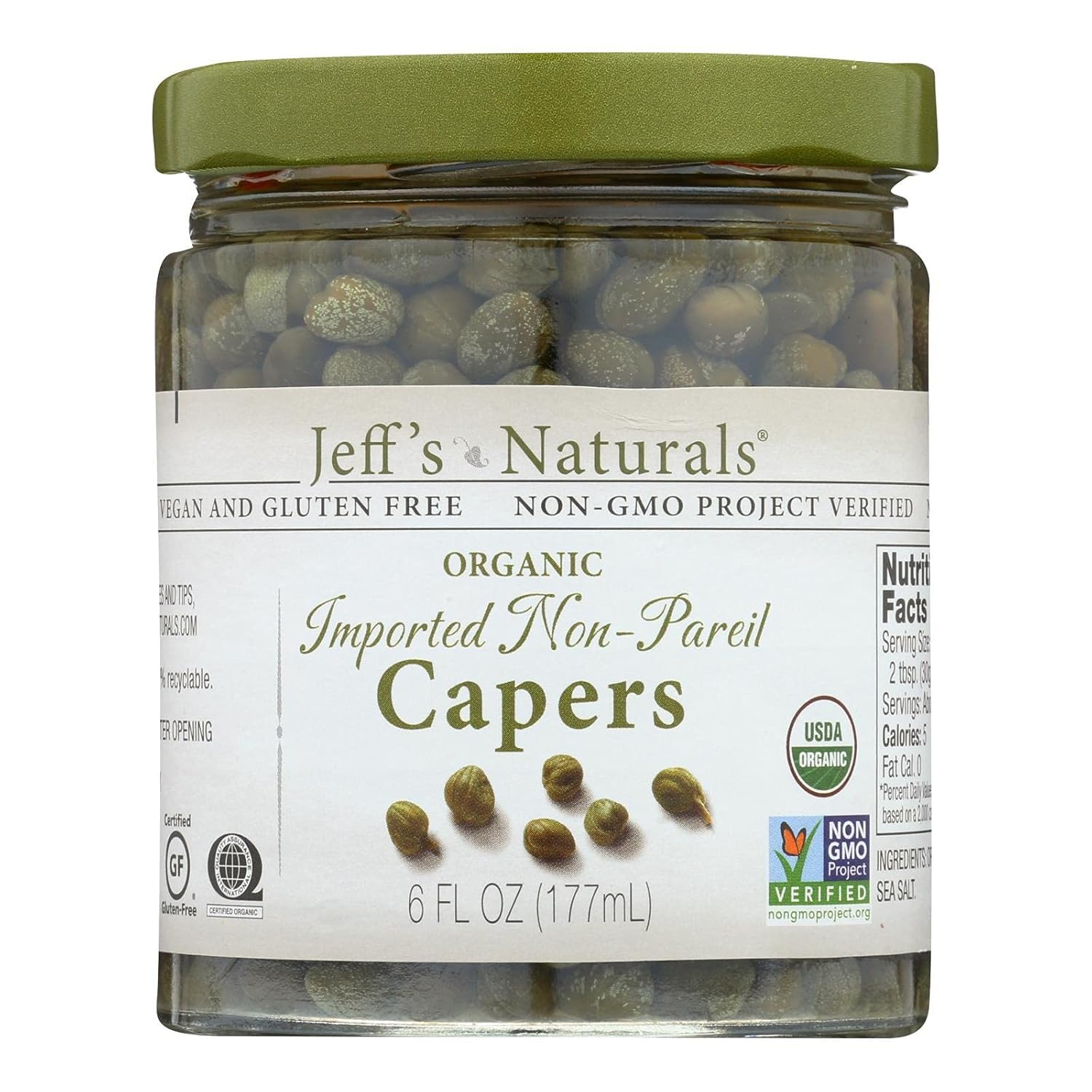 Amazon.com : Jeffs Natural Imported Non Pareil Capers, 6 Ounce - 6 per ...