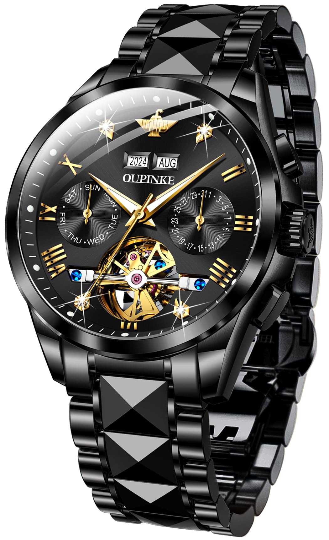 Amazon.com: OUPINKE Mens Automatic Watches Diamond Skeleton Self ...