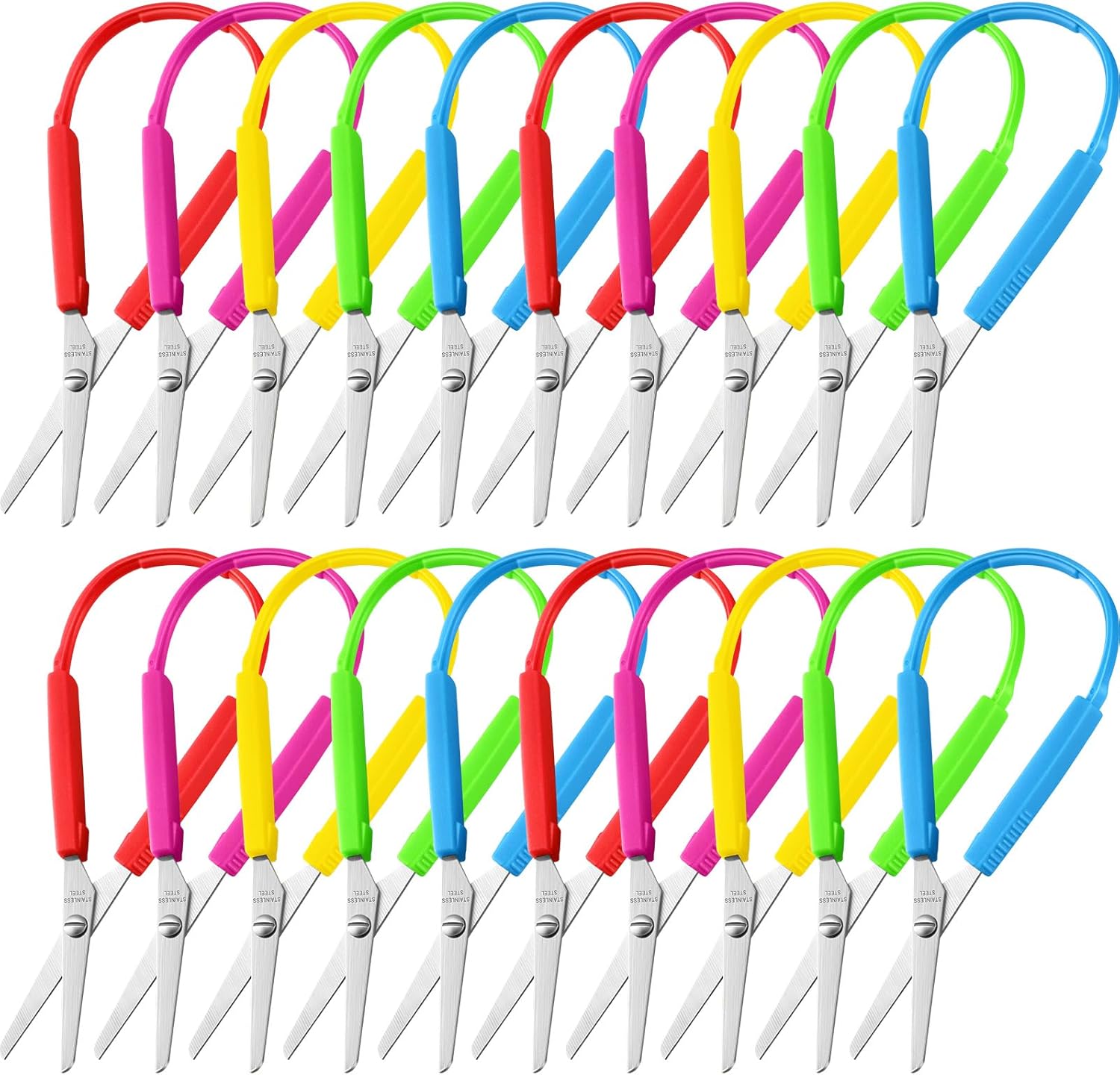 Amazon.com: 24 Pieces Mini Loop Scissors Colorful Grip Scissors Safety ...