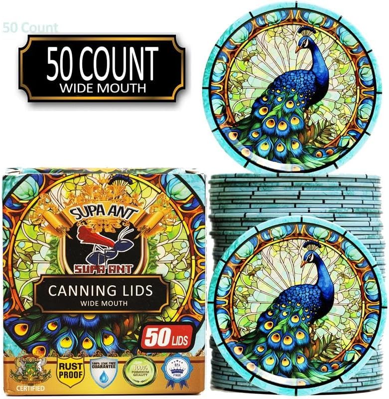Amazon.com: Supa Ant Canning Lids Wide Mouth (50 Pieces) - Can Lids for ...