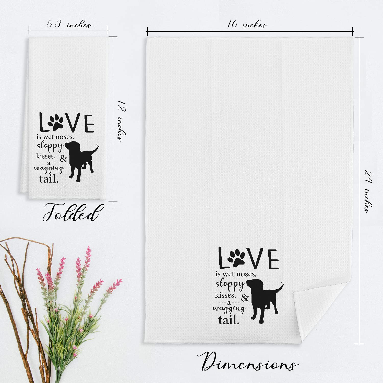 Snapklik.com : EIONEY Funny Dog Quotes Love Is Wet Noses Kitchen Towels ...