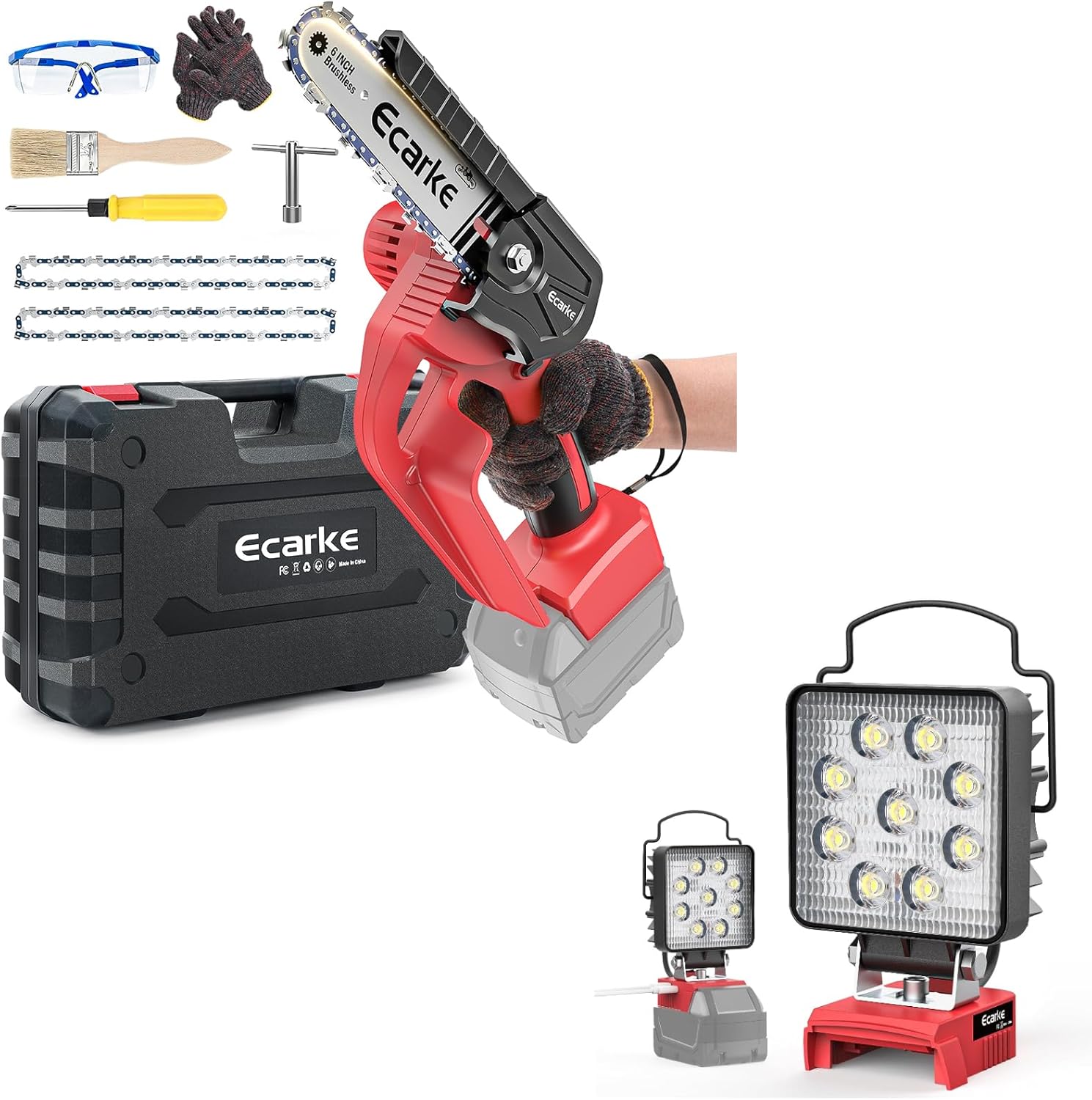 Amazon.com: Ecarke Cordless Mini Chainsaw for Milwaukee M18 18V Battery ...