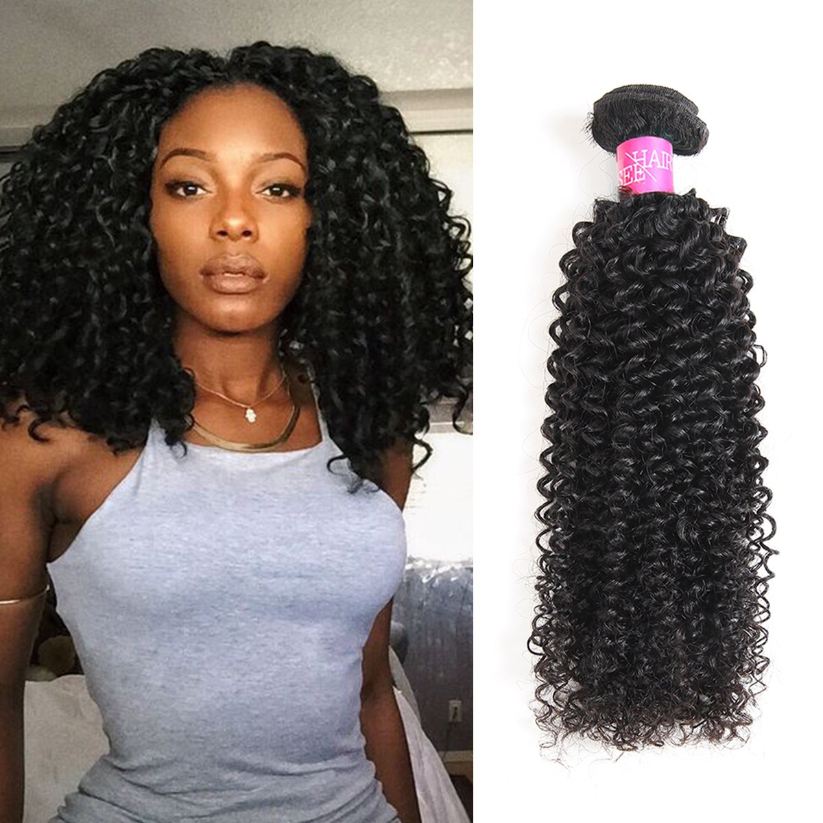 Amazon.com : ISEE Hair 12A Human Hair Bundles Kinky Curly One Bundles ...