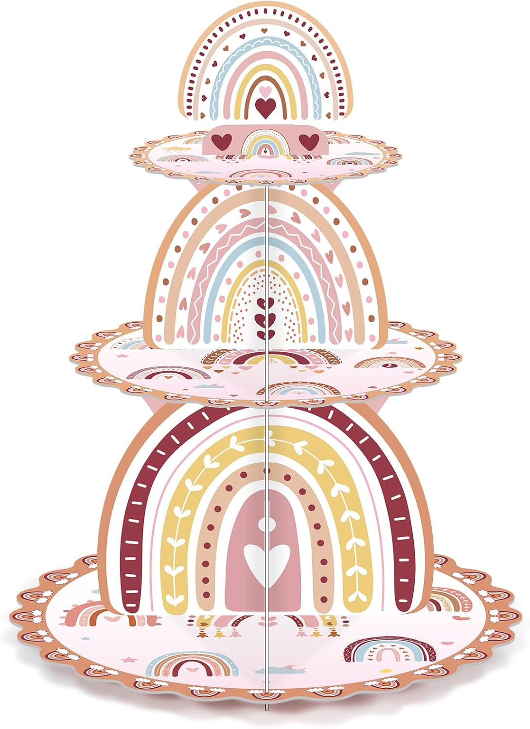 Amazon.com | Zopeal 3 Tier Boho Tray Stand 15.35'' Rainbow Cupcake ...