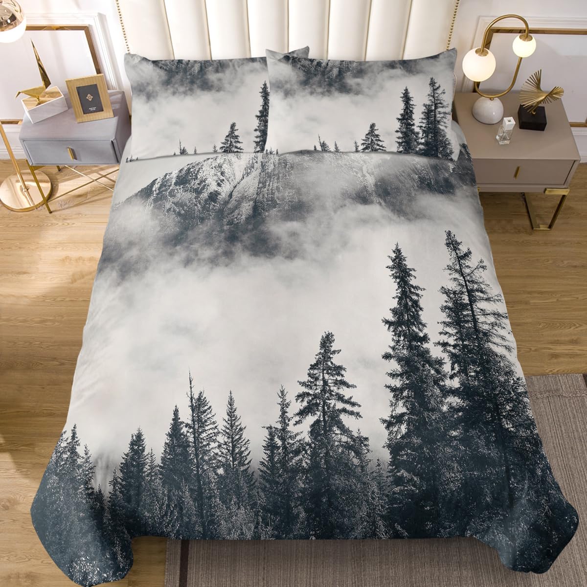 Amazon.com: Sleepwish Smoky Mountain Bedding Forest Duvet Cover 3 ...