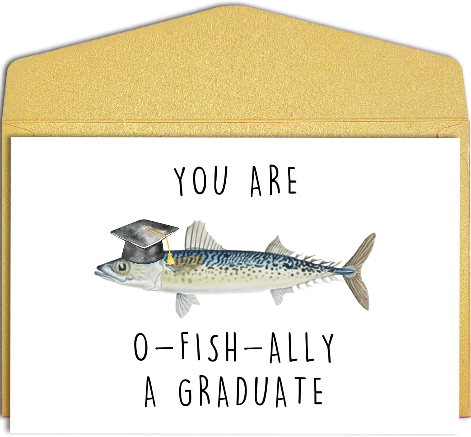 Amazon.com : Qiliji Funny Fish Graduation Card, Fishing Punny Grad Card ...