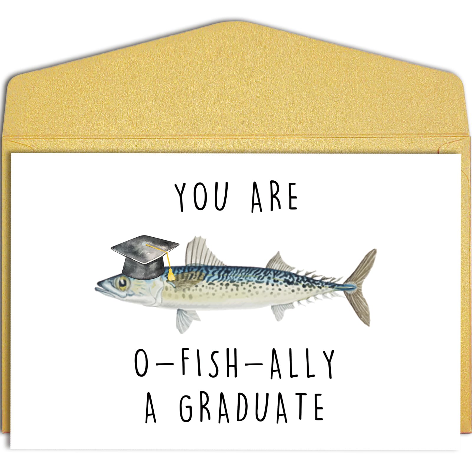 Amazon.com : Qiliji Funny Fish Graduation Card, Fishing Punny Grad Card ...