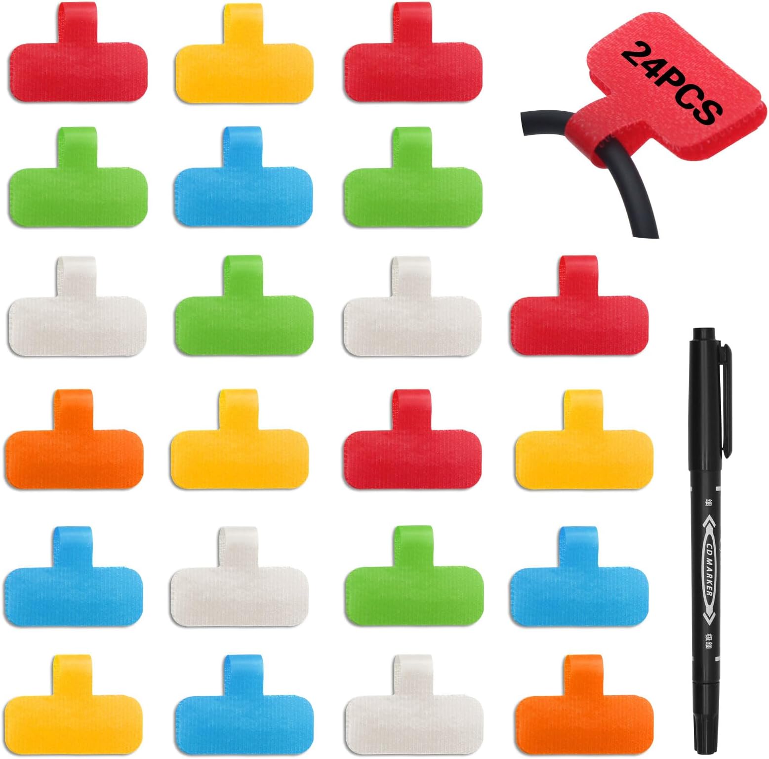 Amazon.com : HVSWLY 24PCS Cable Labels,Reusable Wire Labels,Large Size ...