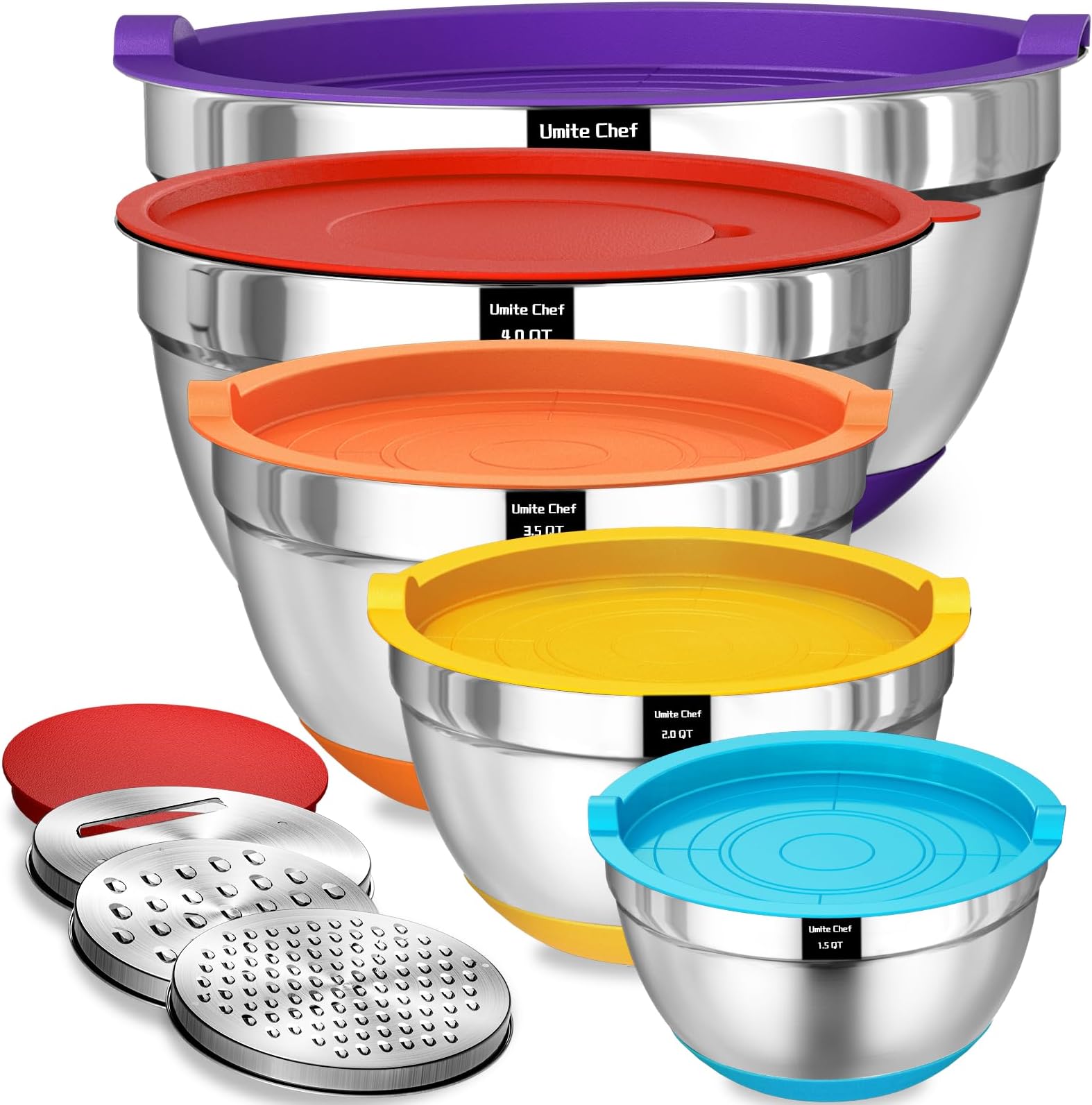Amazon.com: Mixing Bowls with Lids for Kitchen - 26 PCS Stainless Steel ...