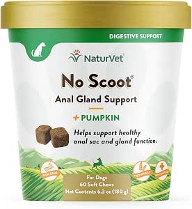 NaturVet - No Scoot for Dogs - 60 Soft Chews - Plus Pumpkin - Supports ...