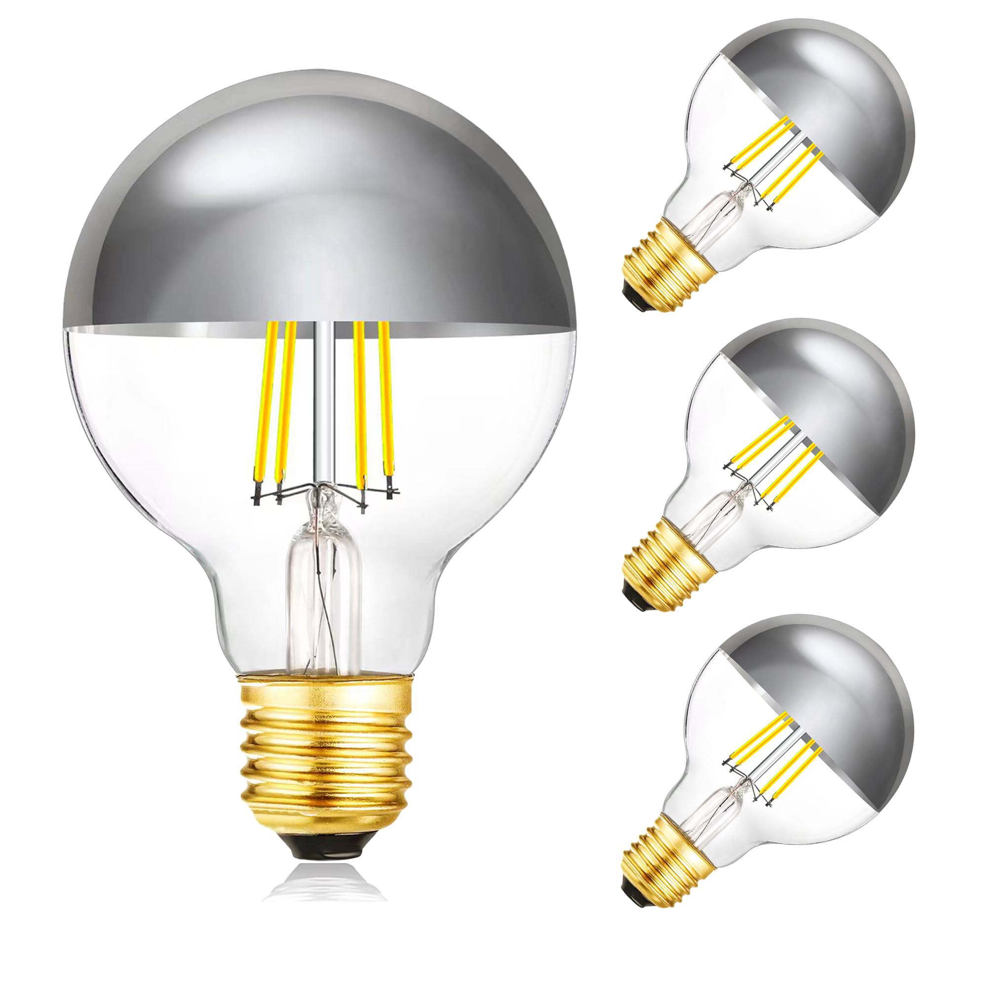 XININSUN Dimmable Half Chrome Light Bulb,6W (60W Eqv.), Anti Glare LED ...