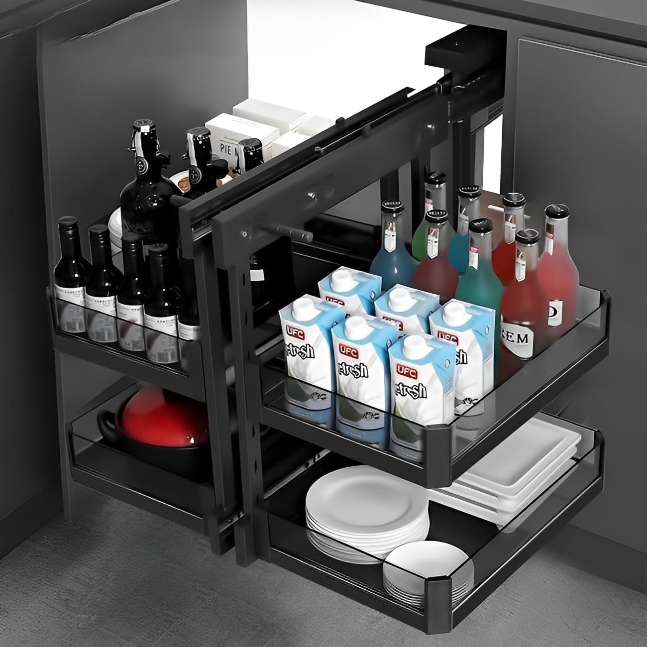 Rely-on 2 Layer Toughened Glass Soft Close Universal Magic Corner ...