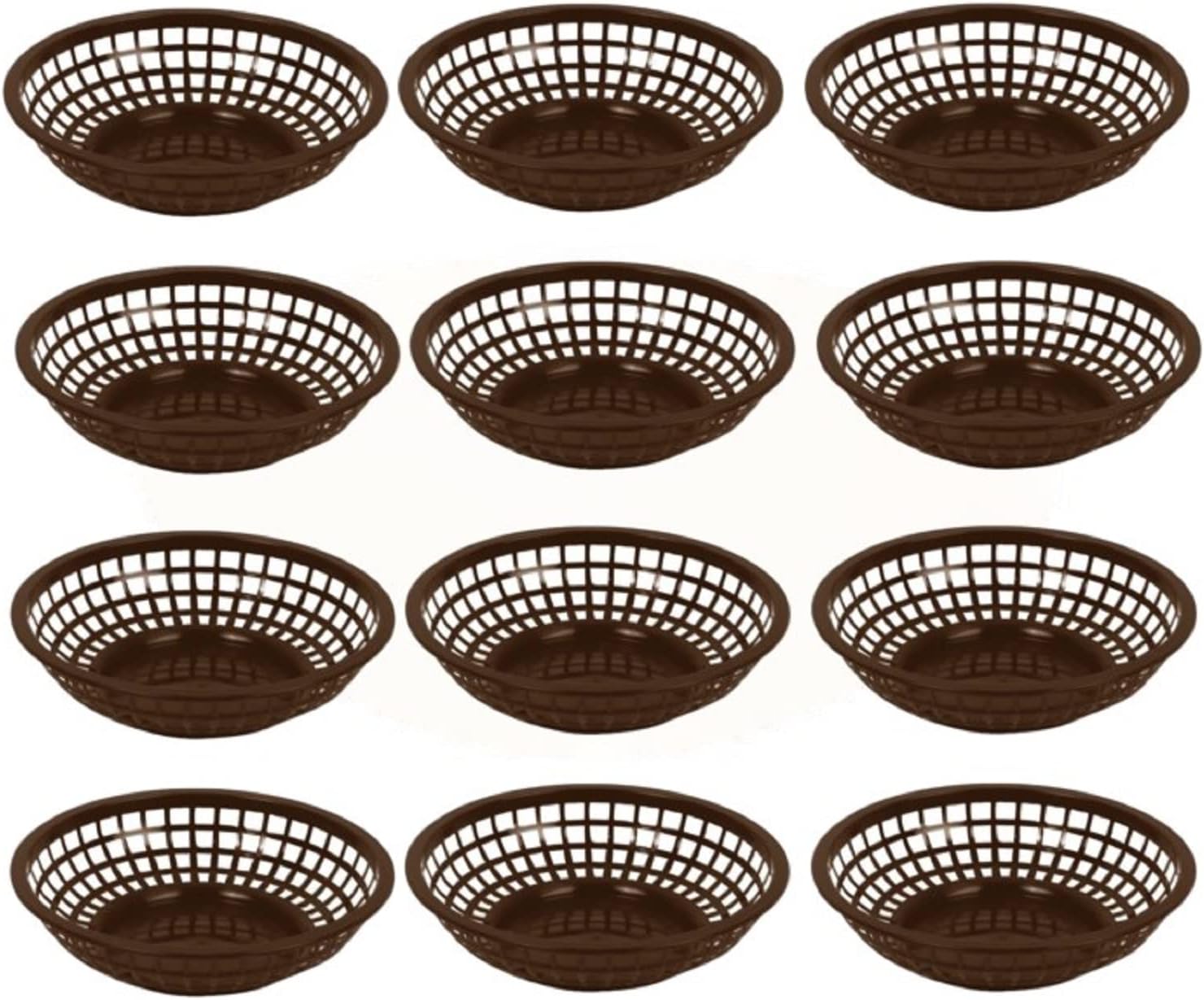 Amazon.com: TrueCraftware- 8" Round Fast Food Basket Brown Plastic Set ...
