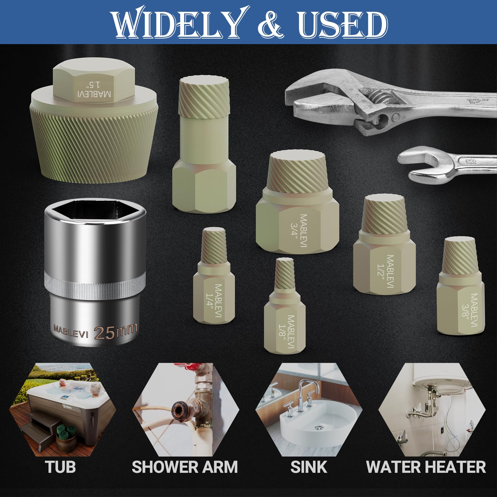 1.5" Tub Drain Extractor, 8PCS Pipe Nipple Extractors Set with 1-inch ...