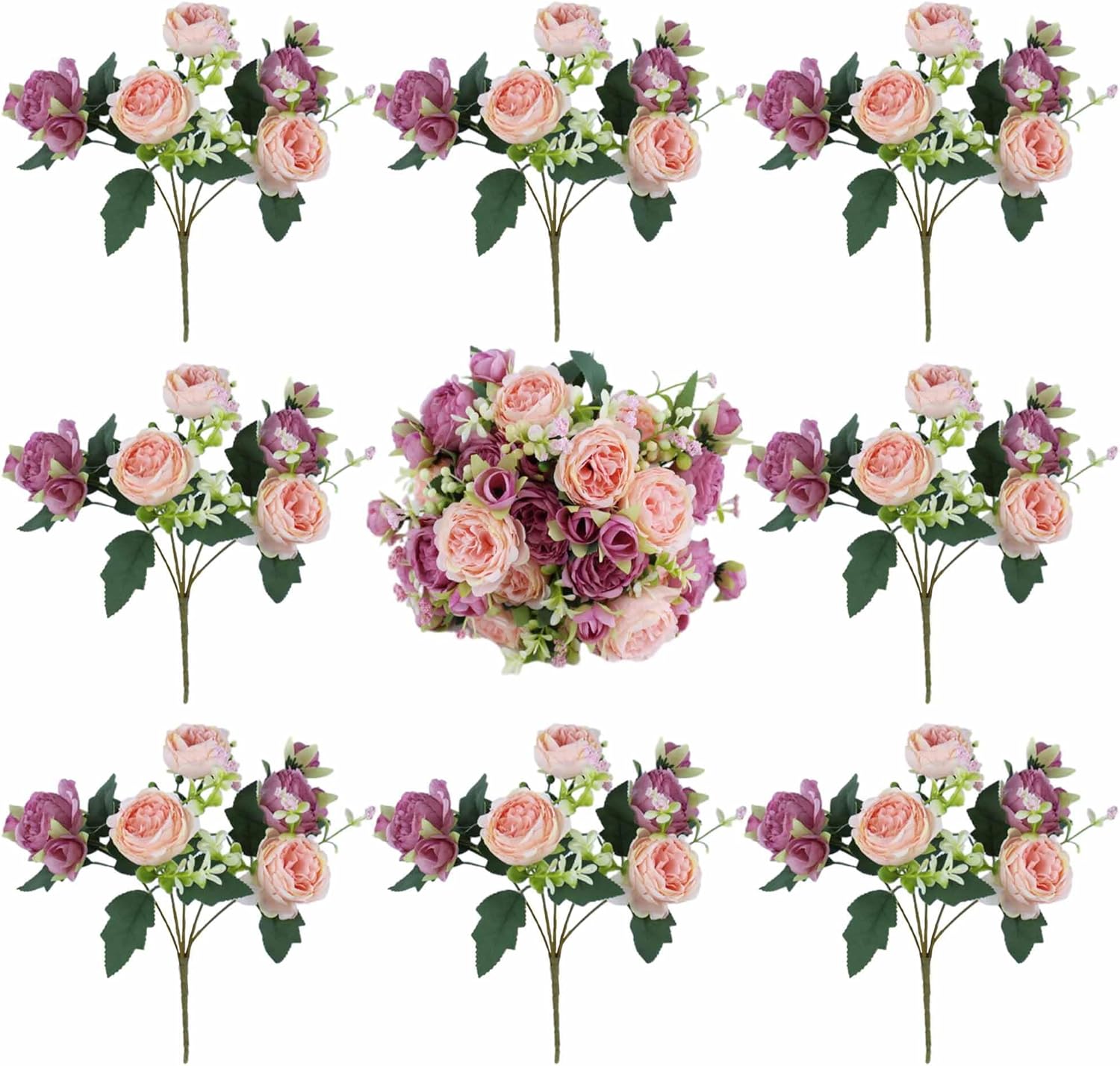 Amazon.com: 8 Bundles Peonies Artificial Flowers Silk Peonies Faux ...