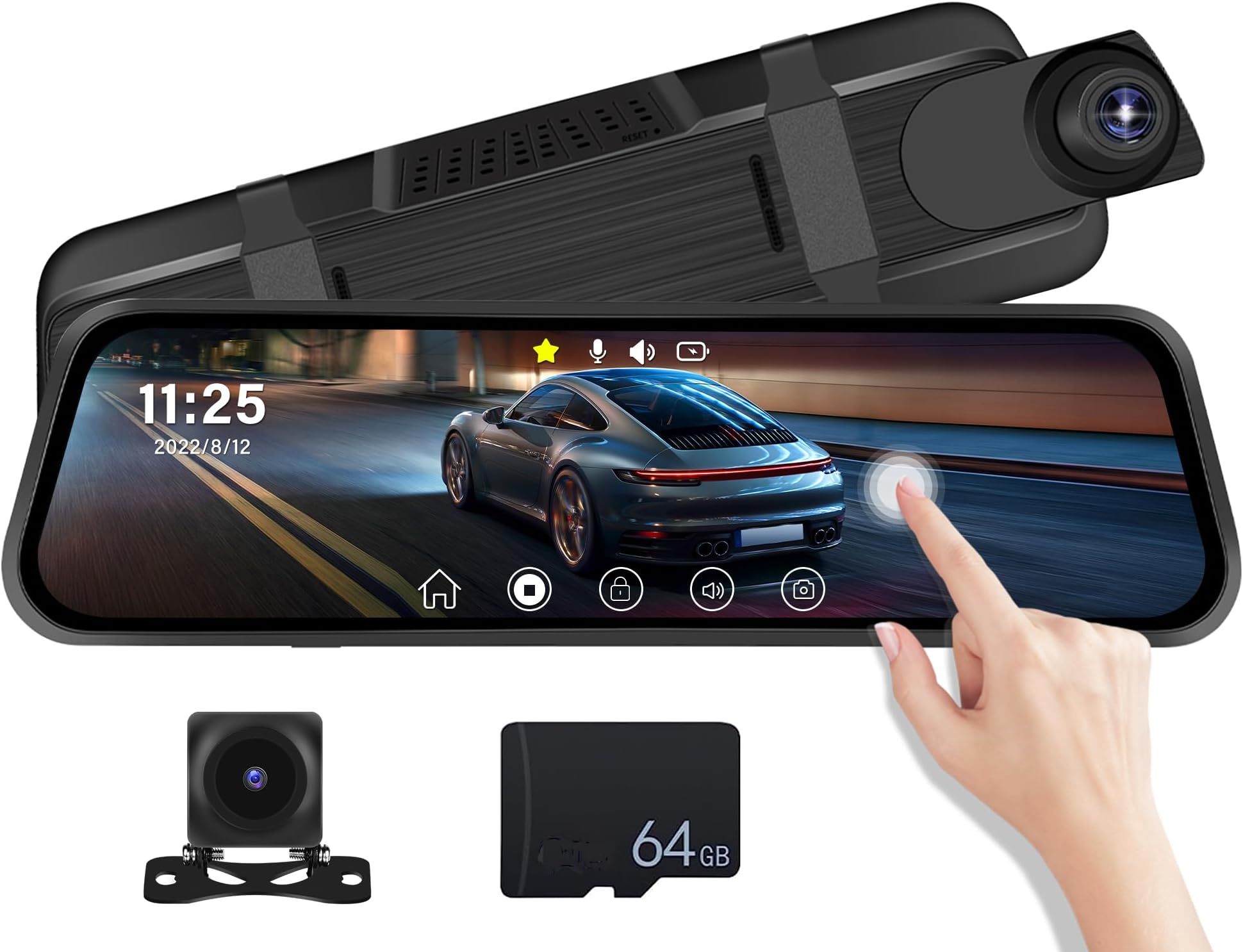 Amazon.com: Podofo 4.5" Rear View Mirror Camera Dash Cam DVR Monitor ...