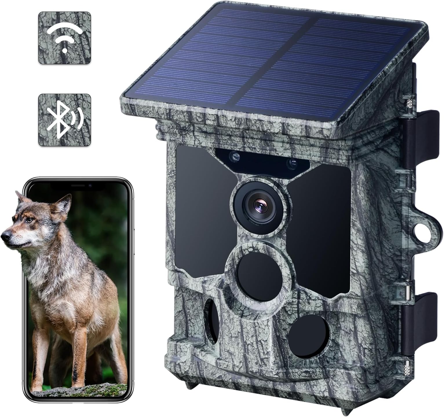 CEYOMUR Solar Wildlife Camera 4K 30fps, WiFi Bluetooth 48MP Trail ...
