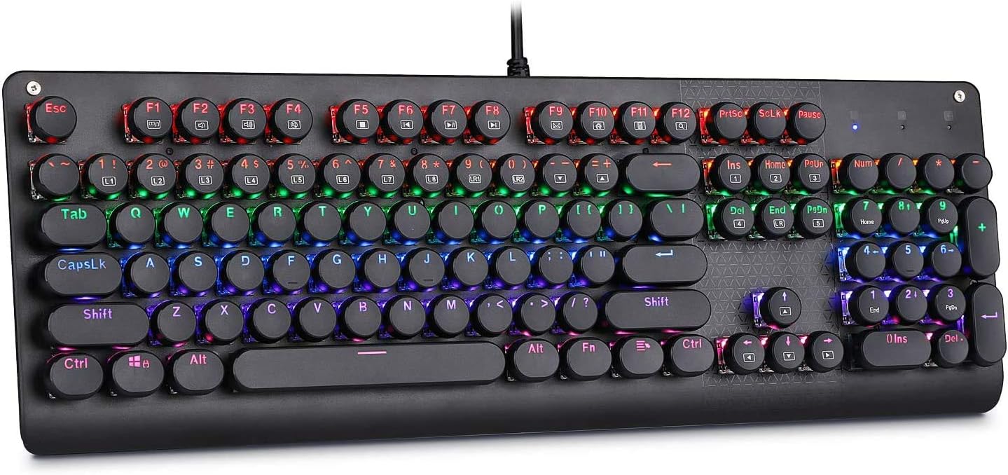 Amazon.com: E-YOOSO K600 Retro Mechanical Gaming Keyboard 104 Key, LED ...